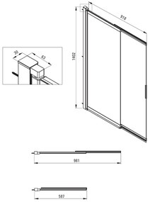 Deante Prizma, posuvná, skládací vanová zástěna 100x140 cm, 5mm čiré sklo, grafitový profil, DEA-KTJ_D73R
