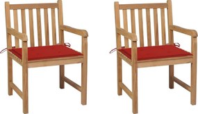 vidaXL Zahradní židle 2 ks podušky masivní teakové dřevo [3062731] Barva: Červená
