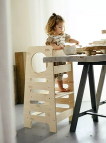 Montessori učící dětská věž střední natural