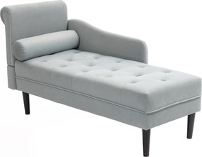 HOMCOM Čalouněný Chaise Longue s Levou Opěrkou a Polštářem ve Velvetu, Čalouněná Pohovka, Chaise Longue Křeslo se Stabilními Dřevěnými Nohami pro Obýv