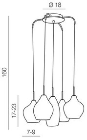 Azzardo AZ3172 - Lustr na lanku MILANO 5xG9/40W/230V