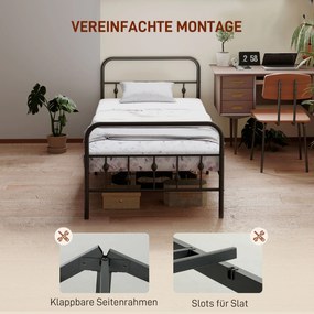 HOMCOM Rám postele pro matraci 200 x 90 cm, skládací rám postele, kovová postel vysoká 82,5 cm, kovový rám postele z kovu, do ložnice, pokoj pro host…
