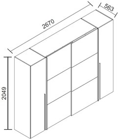 Šatní skříň Maturs, 267 cm, bílá
