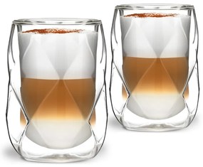 Sada 2 dvoustěnných sklenic na latté Vialli Design Geo, 350 ml