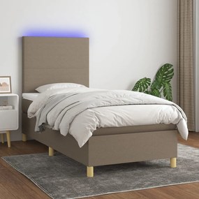 vidaXL Box spring postel s matrací a LED 80 x 200 cm textil [3135229] Barva: taupe