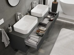Mexen Rivel, koupelnová skříňka 160 cm, 2 zásuvky, drážkovaná, grafitová matná, 91A20-16047-2-BFF66