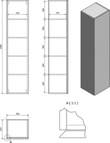Aqualine Altair koupelnová skříňka vysoká 35 x 150 x 31 cm dub emporio AI450 Koupelny Bernold