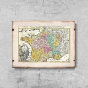 Retro plakát Stará mapa Francie