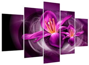 Moderní fialový obraz květů (150x105 cm)