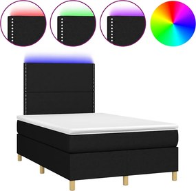 Box spring postel s matrací a LED černá 120x190 cm textil 3270241