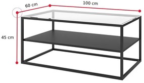 Konferenční stolek VERTO, 100x45x60, sklo/černá