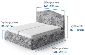 Bielastické potahy MARMO šedé postel (š.140 - 200 cm)