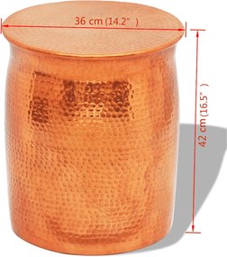 Tepaná hliníková stolička / odkládací stolek barva mědi/mosazi 242325