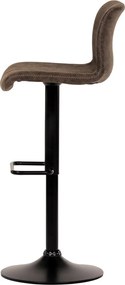 Autronic Židle barová, hnědá látka v imitaci broušené kůže, černá podnož, výškově stavitelná AUB-806 BR3