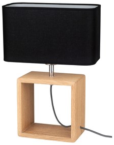 BRITOP Stolní lampa CADRE, 1xE27, v. 45 cm Barva stínidla: Černá látka, Barva podstavy: Dubové dřevo