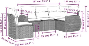 5dílná zahradní sedací souprava s poduškami černá polyratan 3221364