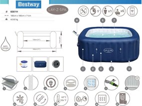 Bestway Vířivka Lay-Z-Spa HAWAII 6001H, hydromasáž, vestavěné čerpadlo, WiFi, aplikace J-6001H