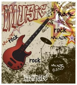 DIMEX | Vliesová fototapeta na zeď Červená kytara MS-3-0324 | 225 x 250 cm | červená, hnědá, žlutá, černá