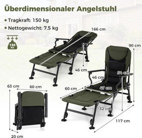 Costway Velké rybářské křeslo Skládací kempingové křeslo Heavy Duty