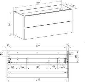 Mereo, Mereo Aira, koupelnová skříňka s umyvadlem z litého mramoru 121 cm, bílá, MER-CN713M