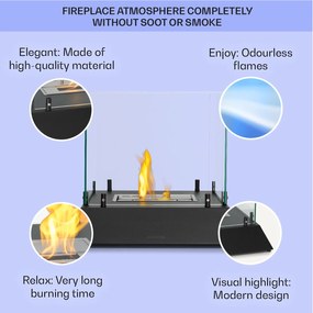 Klarstein Phantasma Cubo, etanolový krb, bez kouře a zápachu, nerezové hořáky, bezpečnostní sklo