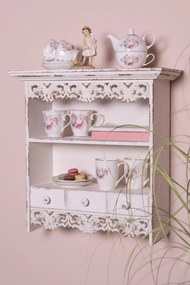 Béžová nástěnná dřevěná skříňka s ornamenty Gilli - 56*23*58 cm