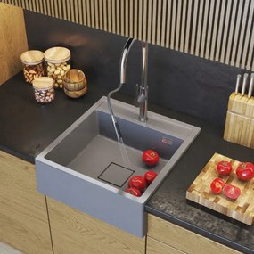 Gamma Farmerski, 1-komorový granitový dřez 600x630x210 mm, šedá, GMA-ZLE000212