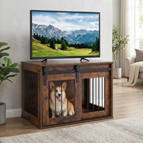 Costway 80 cm Přepravka pro těžké psy s posuvnými dvířky Nábytek