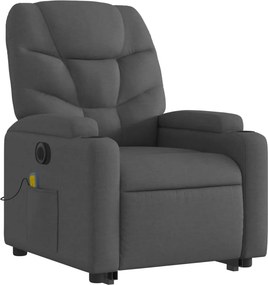 Elektrické zvedací masážní polohovací křeslo tmavě šedé textil 3204633