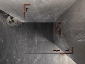 Mexen Lunar, L výklopný sprchový kout pravý 90 x 90 cm, 8mm čiré sklo, profil růžové zlato, 834L-090-090-60-00-P