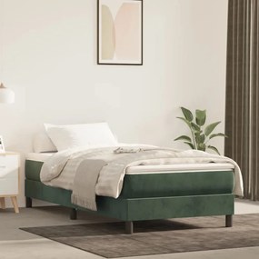 vidaXL Box spring postel s matrací 90x190 cm samet [3144305] Barva: Tmavě zelená