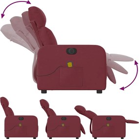 Elektrické masážní polohovací křeslo vínové textil 3206693
