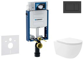 Geberit Kombifix - Set předstěnové instalace, klozetu Oudee Vortex a sedátka softclose, tlačítko Sigma20, matná černá/černá SANI15CA5139