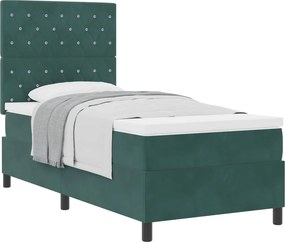 Postel s boxspringem s matrací Tmavě zelená 100 x 200 cm samet 3339749