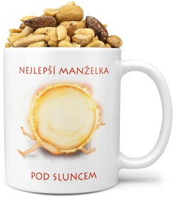 Hrnek Nejlepší manželka pod sluncem (Náplň hrníčku: Směs slaných oříšků)