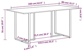 vidaXL Marketos Jídelní stůl 160 cm hrubé mangovníkové dřevo