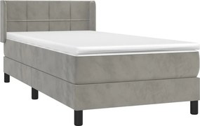 Box spring postel s matrací světle šedá 100x200 cm samet 3130943