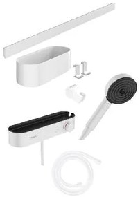 Hansgrohe WallStoris - Set sprchové hlavice 105, 3 proudy, termostatu a koupelnových doplňků, matná bílá 24250700