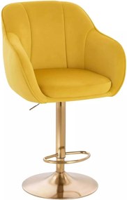 LuxuryForm DESIGN Barová židle AVOLA VELUR na zlaté kulaté podstavě - žlutá