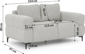 Světle šedá pohovka 154 cm Helio – Ropez