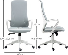 Kancelářská židle Vinsetto s funkcí naklápění, výškově nastavitelná, ergonomická počítačová židle, otočná PC židle pro domácí kancelář, pružná látka,…