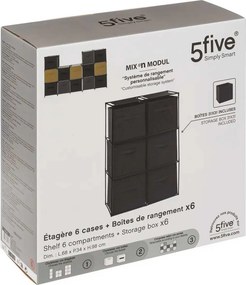 Regál s 6 textilními boxy, výš, 98 cm