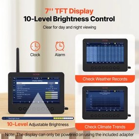 Wi-Fi meteorologická stanice 7 v 1 7 V TFT displeji bezdrátový venkovní senzor