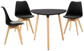 Jídelní souprava židlí a stolu Libanera (SET 3+1), černá