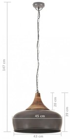Závěsná lampa šedá / mangovníkové dřevo Dekorhome 26 cm