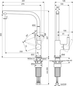 Ideal Standard Gusto - Dřezová baterie s vysokým otočným výtokem, magnetově šedá BD418A5