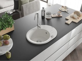 Mexen Kevin, granitový dřez 586x458x190 mm, 1-komorový, bílá, 6517581005-20