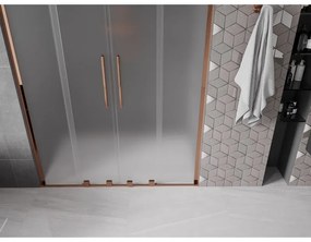 Mexen Velar L Duo, posuvné sprchové dveře do otvoru 150 cm, 8mm sklo námraza, růžové zlato, 871-150-003-32-60