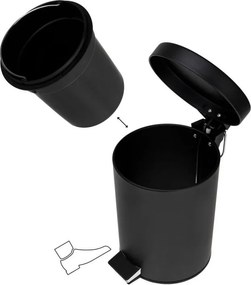 Erga Labi, kulatý odpadkový koš 3l na postavení, Soft-Close zavírání, černá matná, ERG-YKA-CH.LABI-SC-BLK