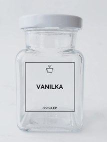 Samolepka na kořenky VANILKA průhledná 5 × 5 cm tučné písmo